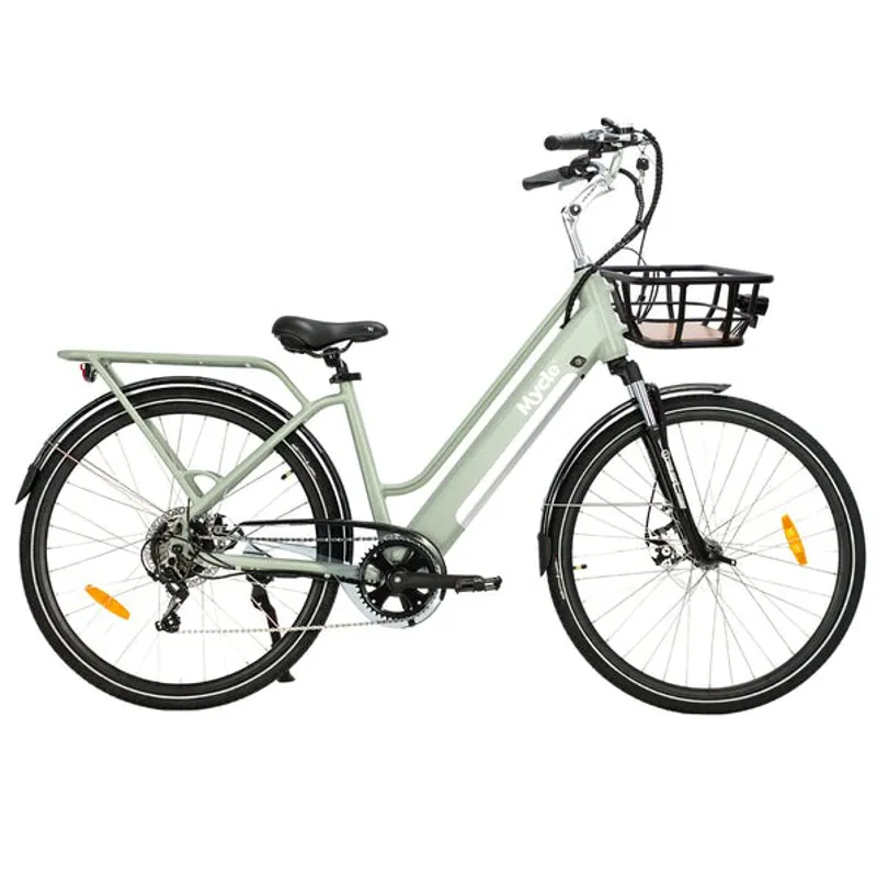 Mycle Comfort Electric Step Through Bike in Stanley Sage